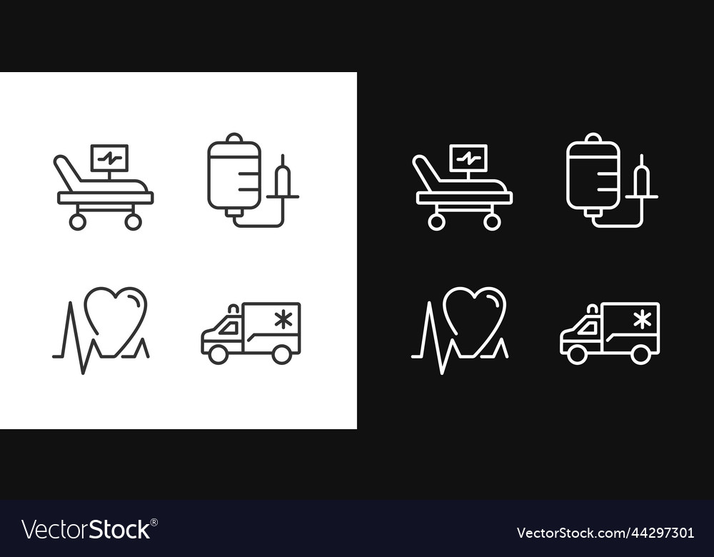 Emergency procedures pixel perfect linear icons Vector Image Emergency procedures pixel perfect linear icons Vector Image
