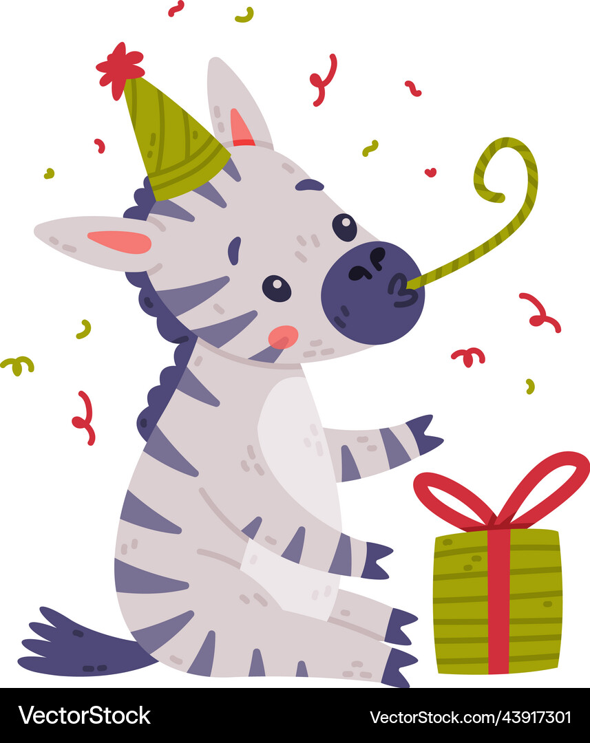 Funny zebra with black-and-white striped coat Vector Image