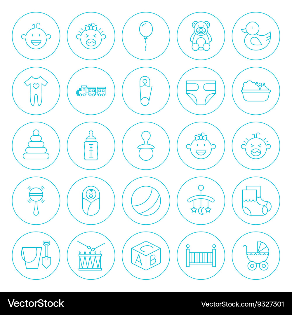 Line Circle Baby Child Icons Set Royalty Free Vector Image