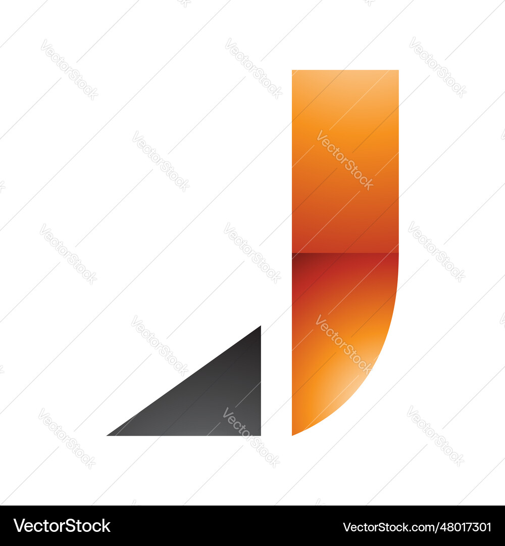 Orange and black glossy letter j icon Royalty Free Vector