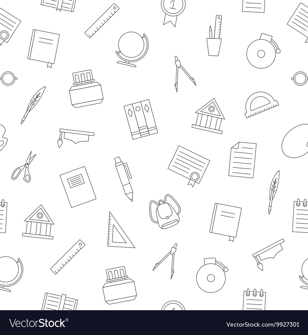 School elements pattern black icons Royalty Free Vector