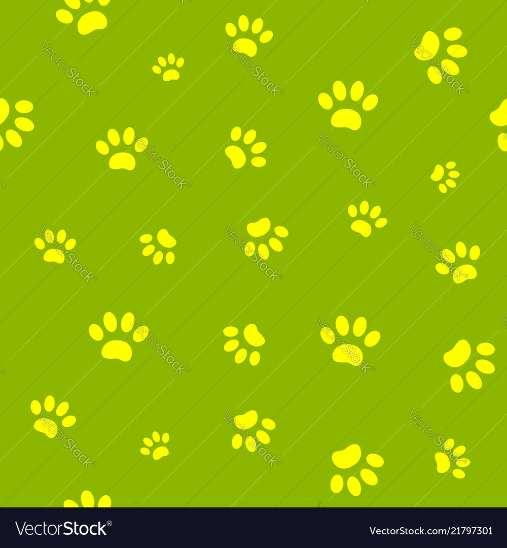 Seamless pattern paws on green Royalty Free Vector Image
