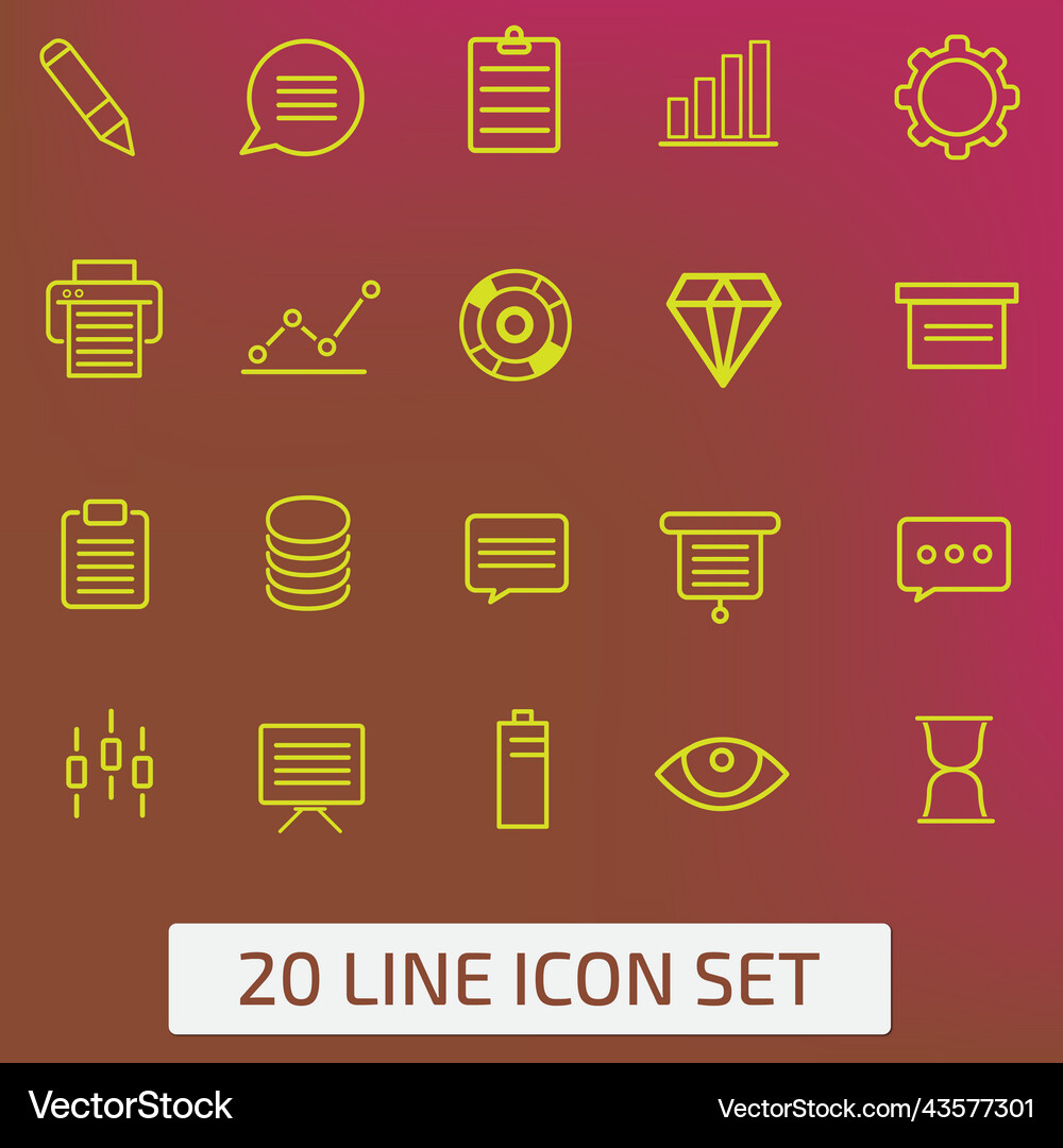 Set of 20 line icons Royalty Free Vector Image