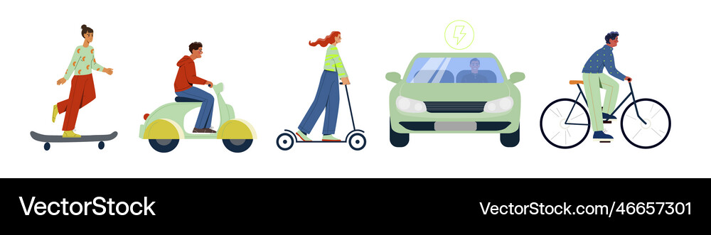 Set of electric vehicles Royalty Free Vector Image