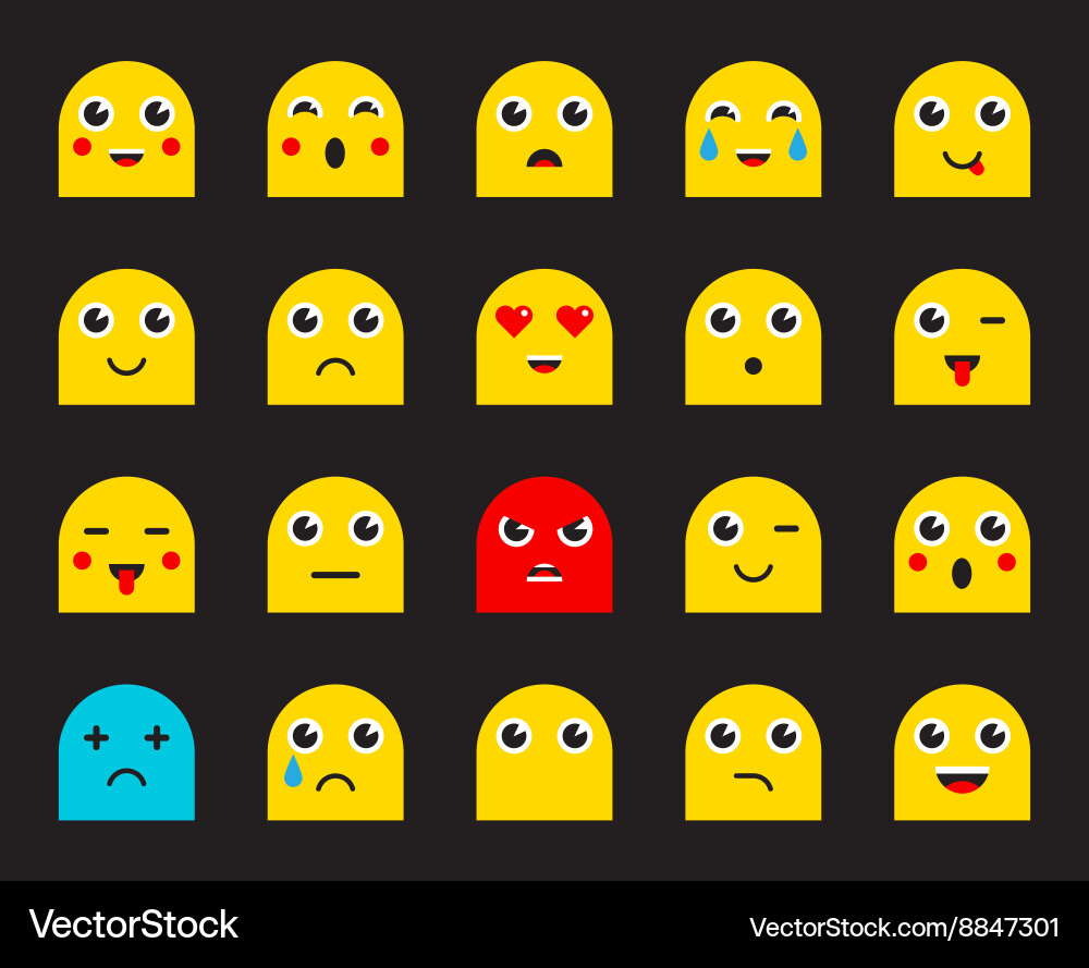Set of emoticons or emoji Royalty Free Vector Image