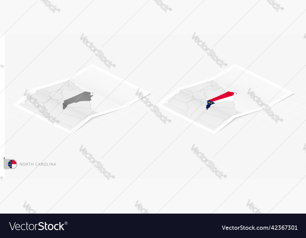 Set of two realistic map of north carolina Vector Image
