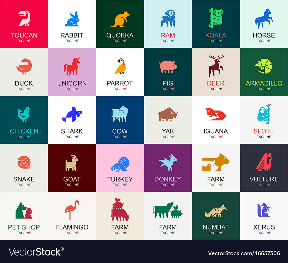 Animals logos collection Royalty Free Vector Image