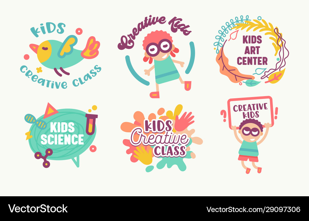 Big icons set kids art center creative class Vector Image