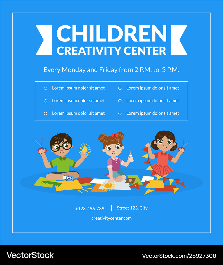 Children creativity center banner template art Vector Image
