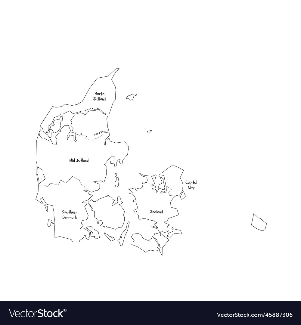 Denmark political map of administrative divisions Vector Image