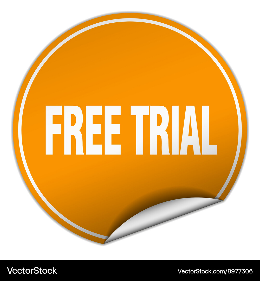Free trial round orange sticker isolated on white Vector Image