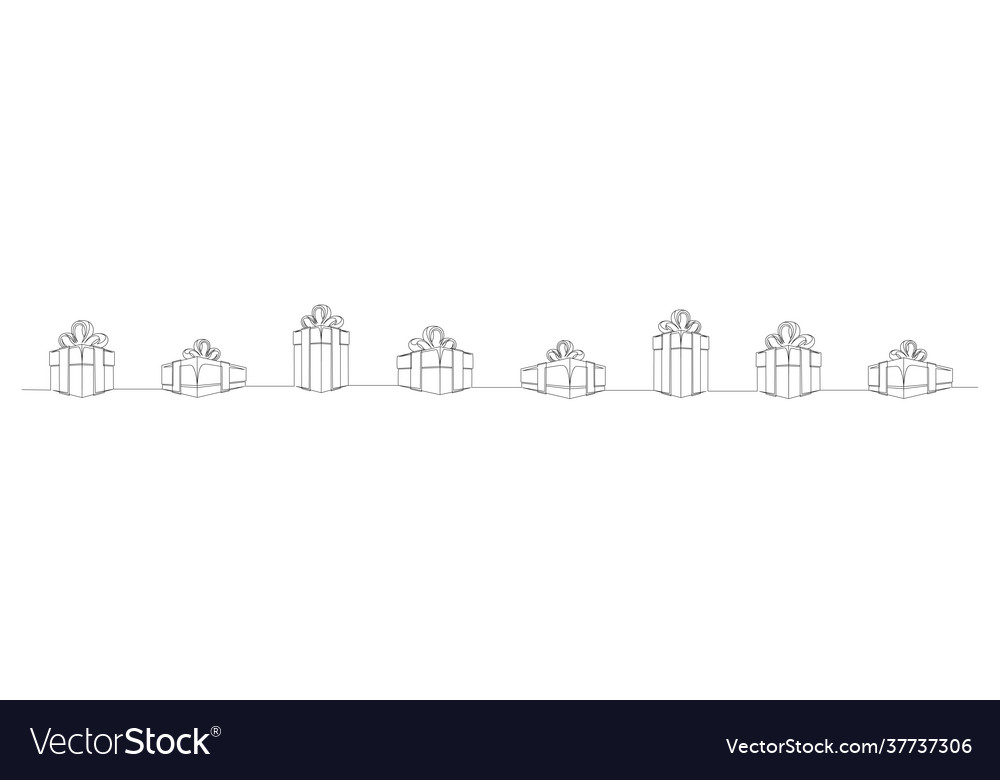 Gift boxes set continuous line Royalty Free Vector Image