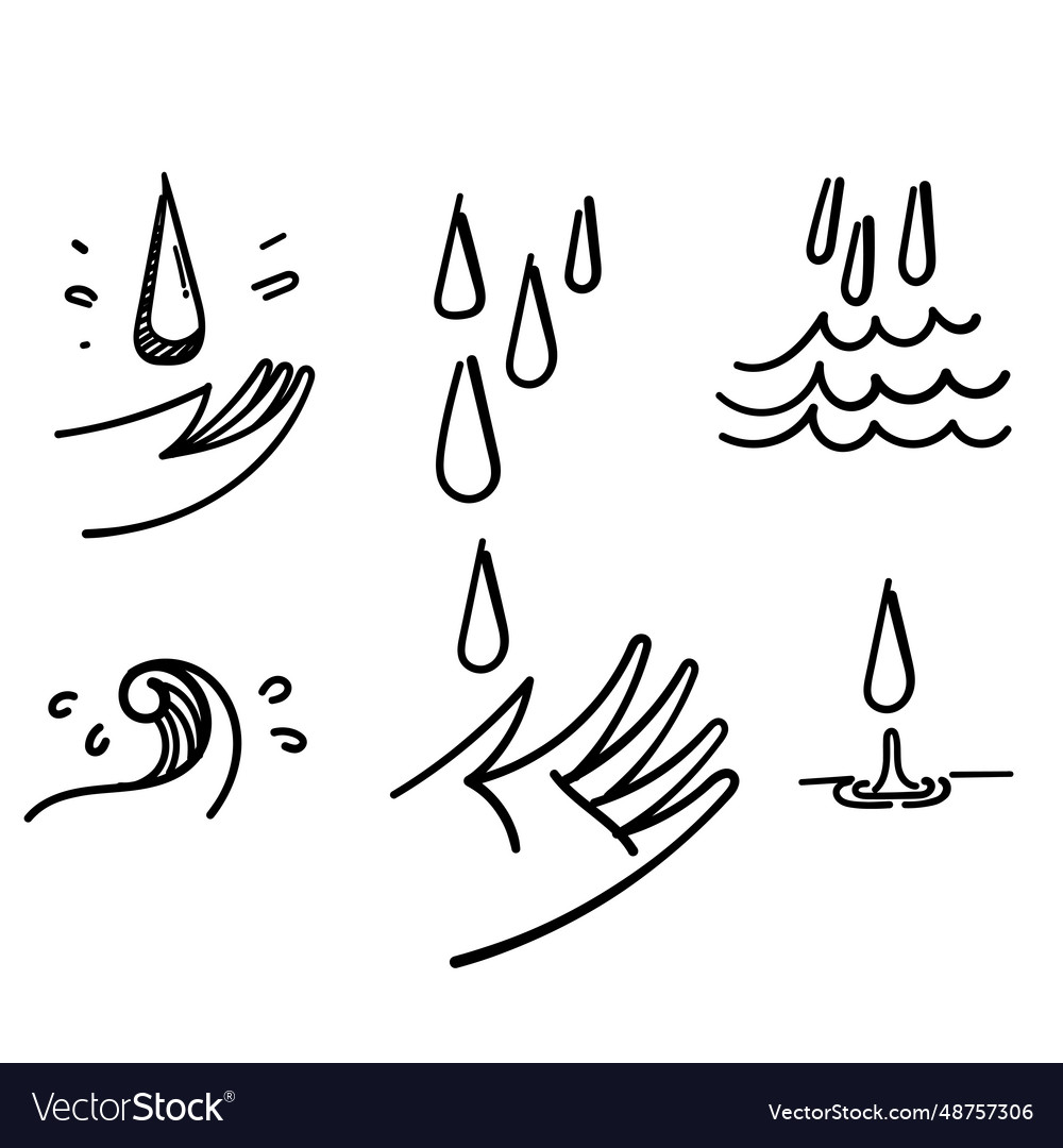 Hand drawn doodle water related Royalty Free Vector Image Hand drawn doodle water related Royalty Free Vector Image