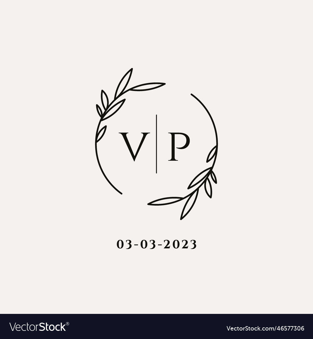 Letter vp wedding monogram logo design Royalty Free Vector