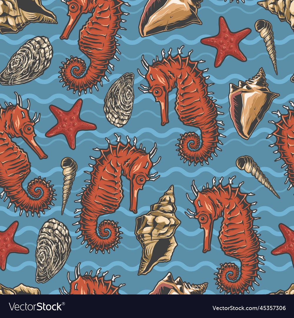 Ocean animals colorful pattern seamless Royalty Free Vector