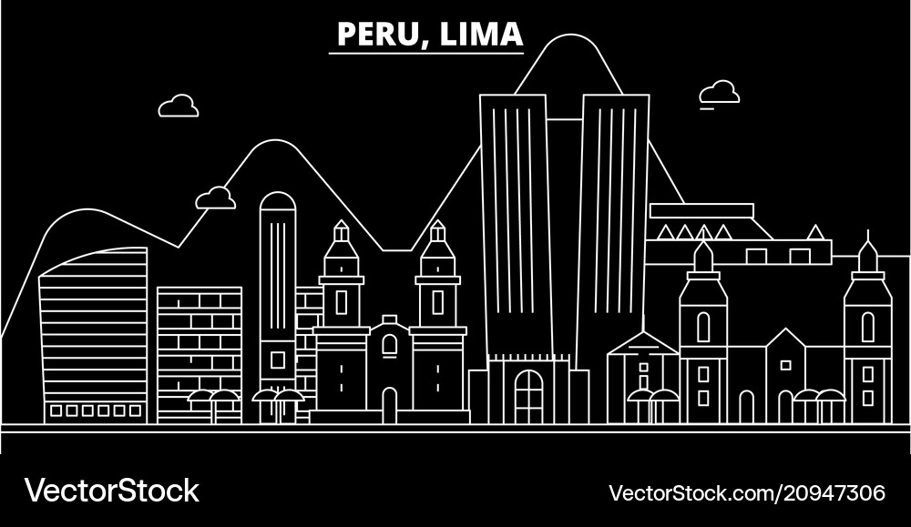 Peru silhouette skyline city peruvian Royalty Free Vector