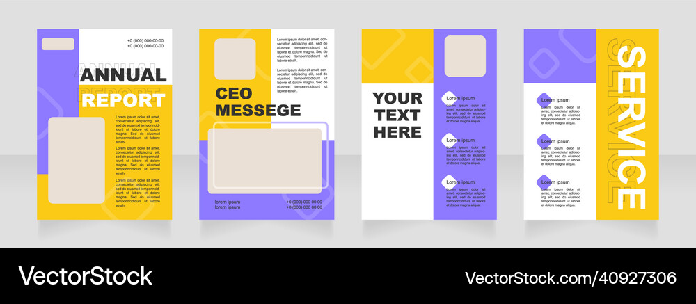 Purple and yellow blank brochure layout design Vector Image