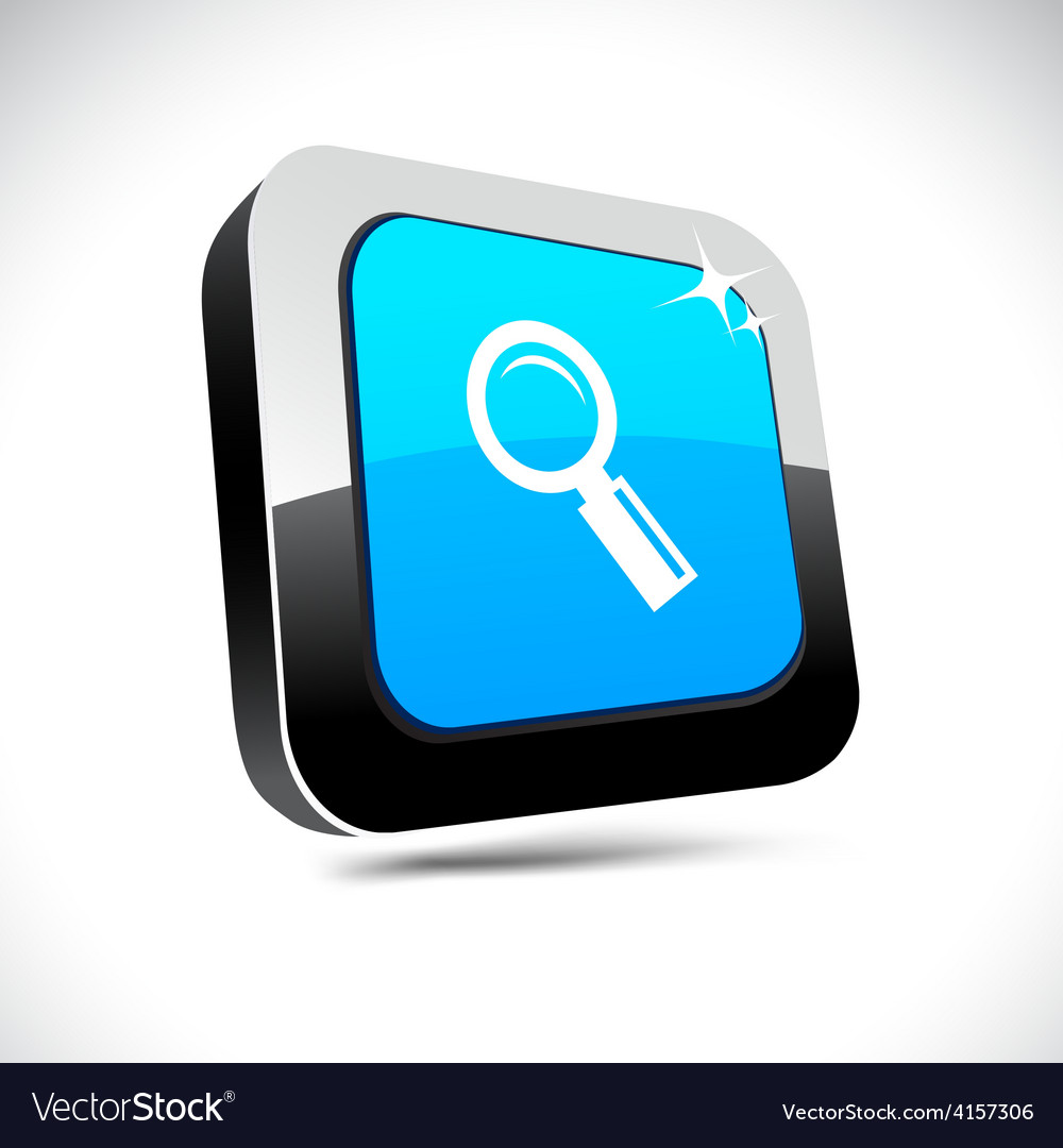 Searching 3d square button Royalty Free Vector Image