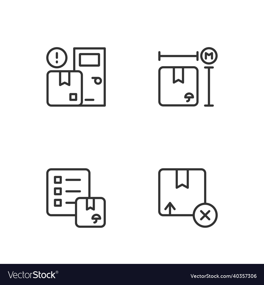 Set line carton cardboard box verification Vector Image