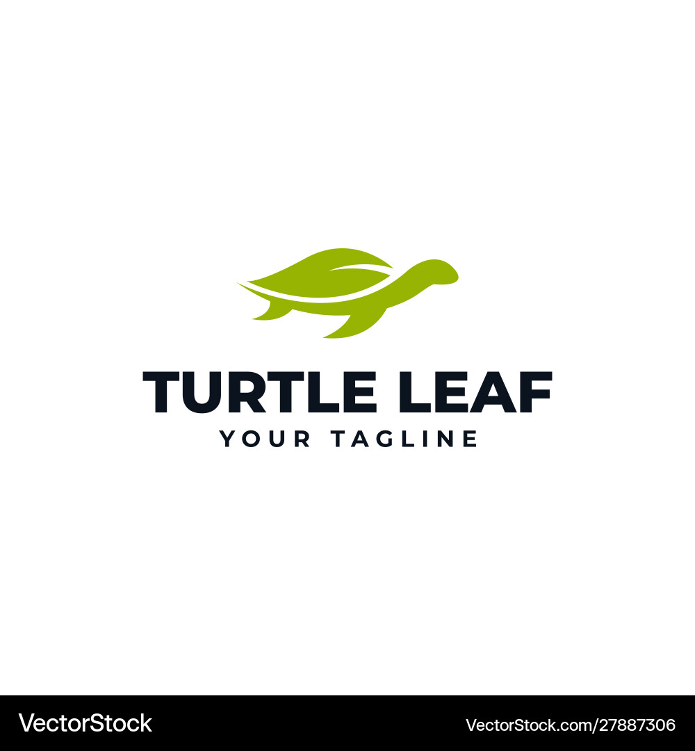Simple sea turtle and nature leaf eco logo design Vector Image
