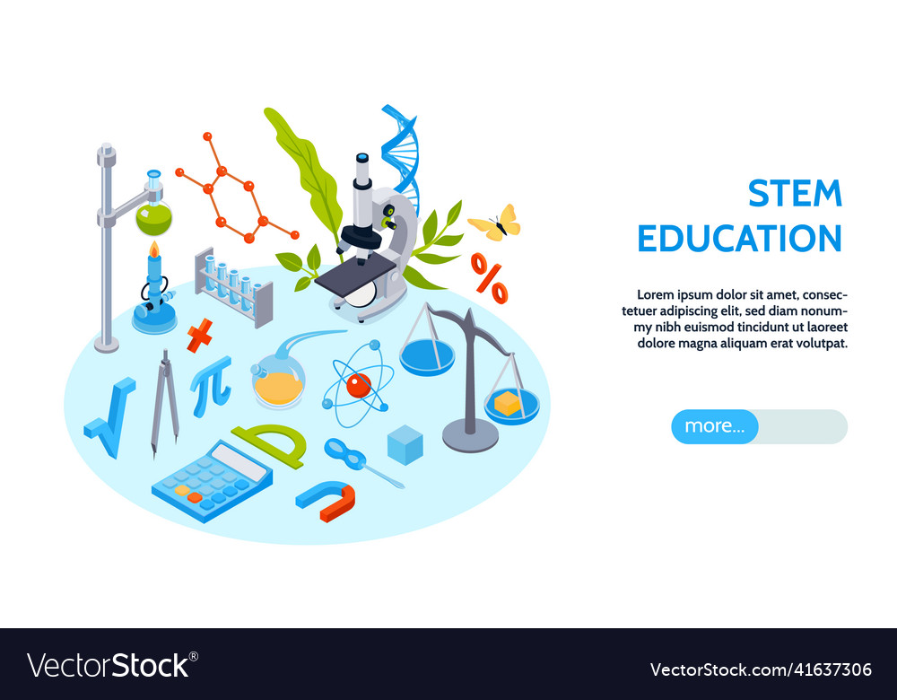 Stem education horizontal banner Royalty Free Vector Image