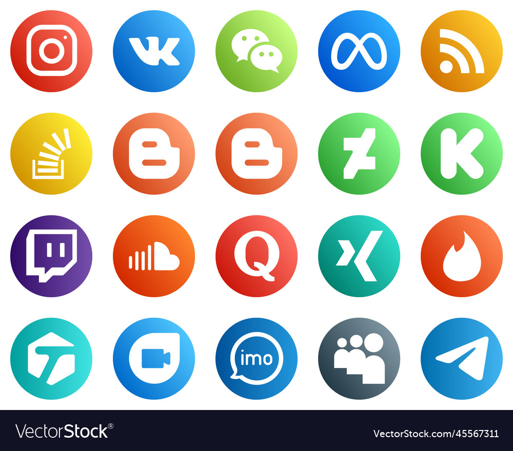 20 social media icons for your marketing Vector Image