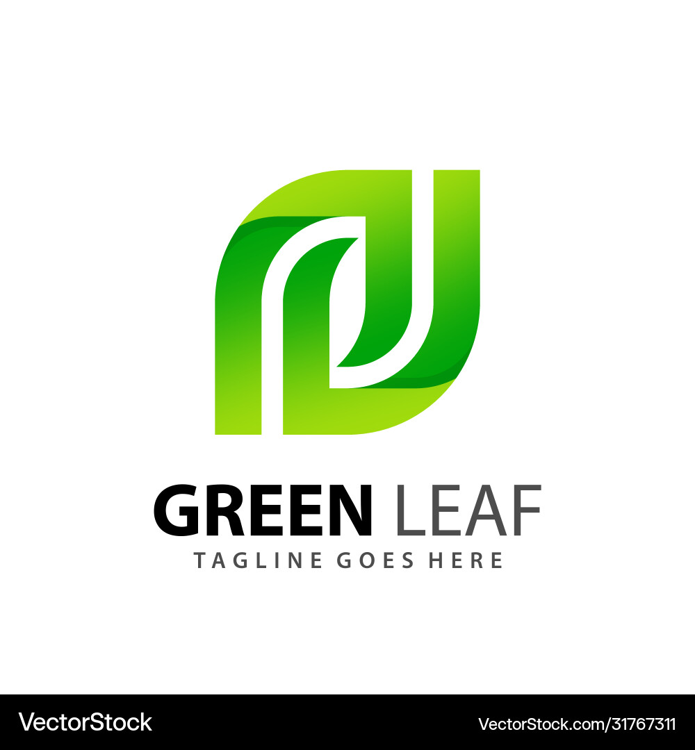 Abstract letter n green leaf logo design Vector Image
