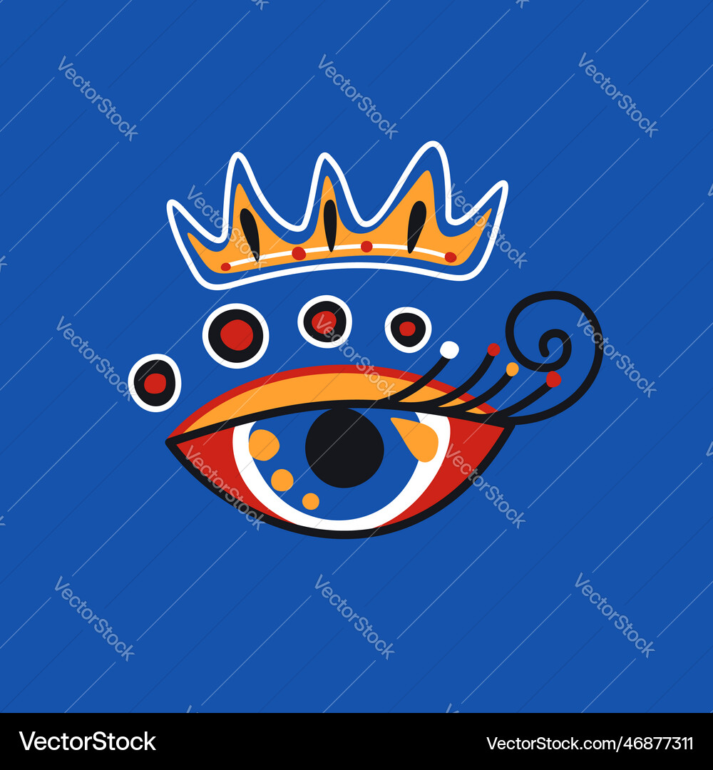 Beautiful folkloric mystical eye with crown Vector Image