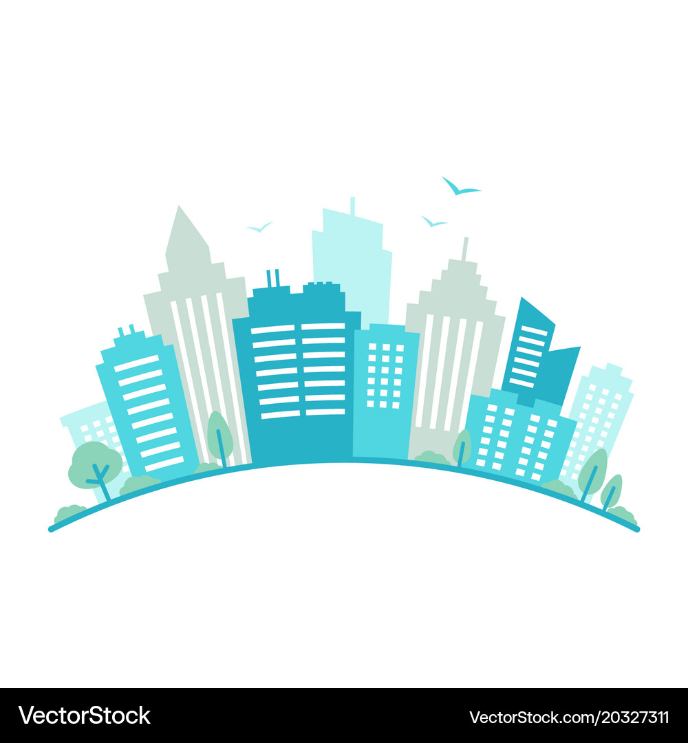 City Fisheye Panorama Royalty Free Vector Image