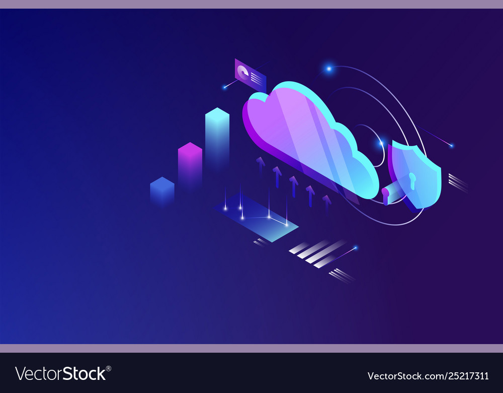 Cloud data computing isometric concept Royalty Free Vector Cloud data computing isometric concept Royalty Free Vector