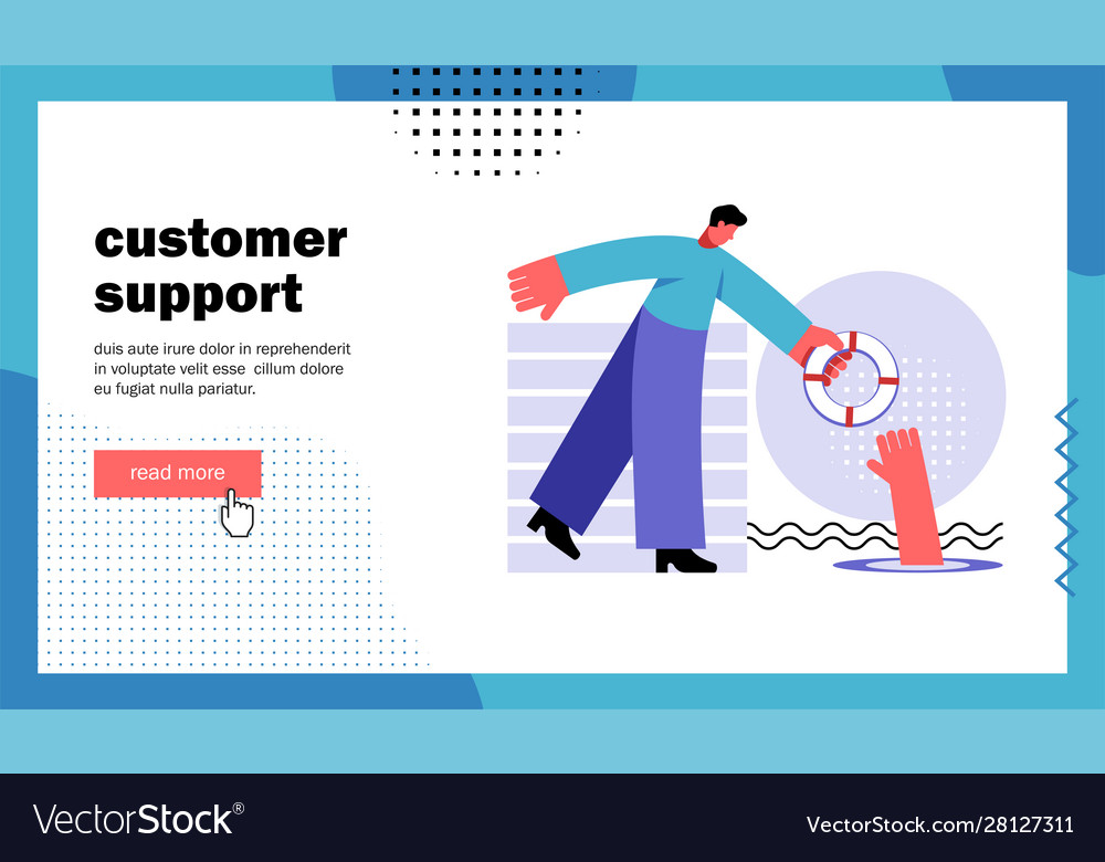 Customer support website landing page Royalty Free Vector Customer support website landing page Royalty Free Vector
