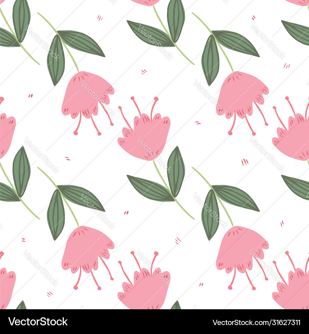 Cute floral seamless pattern on white background Vector Image