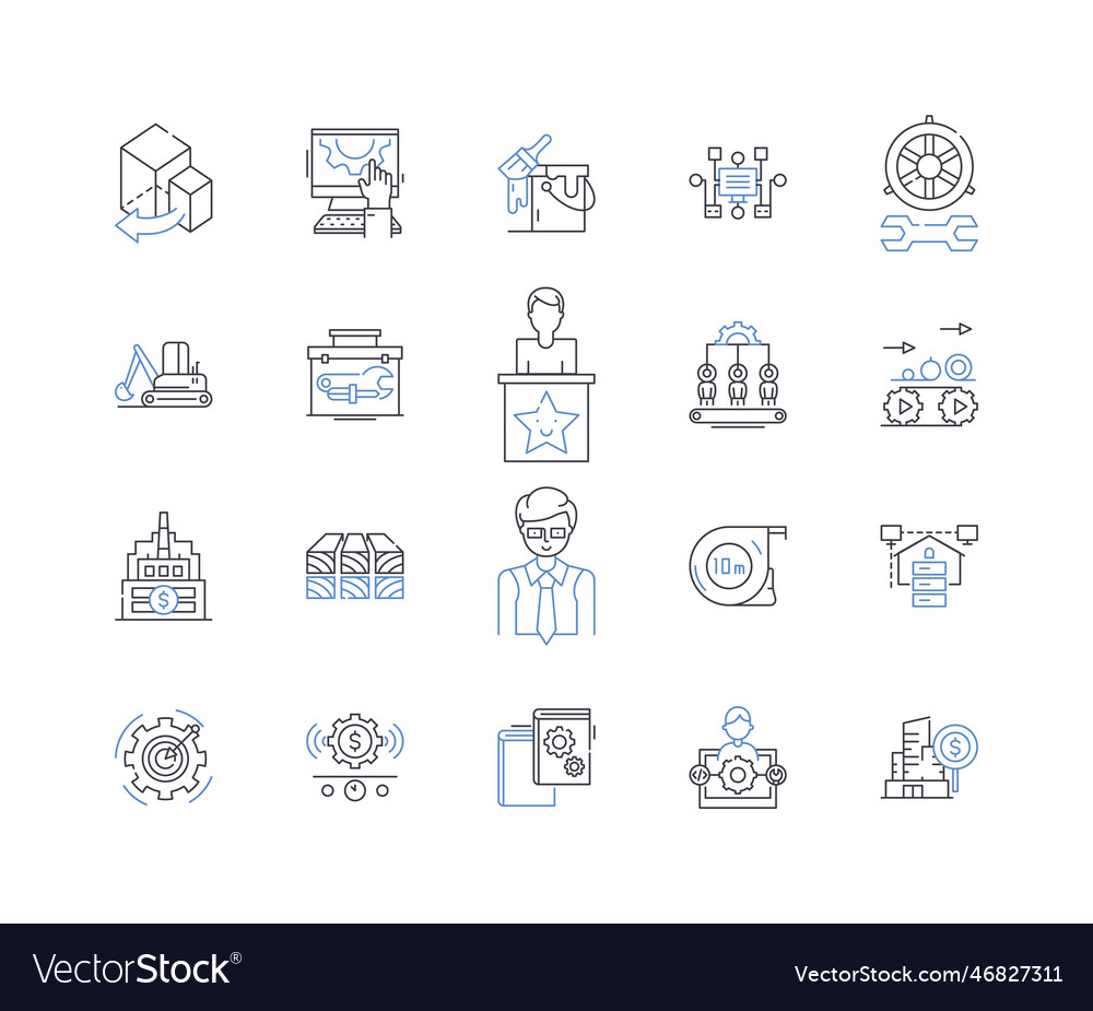 Digital Transformation Line Icons Collection Vector Image