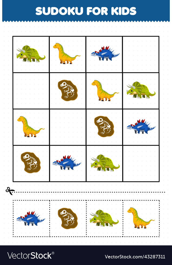 Education game for children sudoku kids Royalty Free Vector