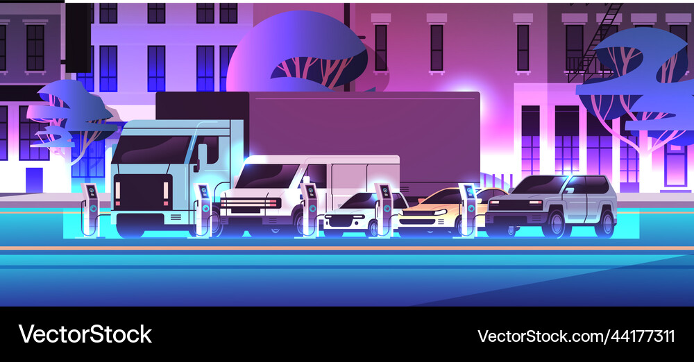 Electric transport charging battery vehicles Vector Image