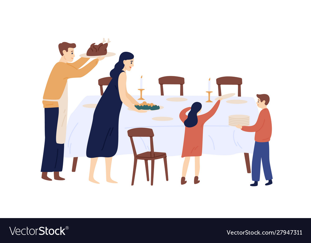 Festive table serving flat Royalty Free Vector Image