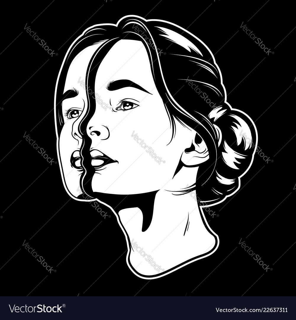 Hand Drawn Of Young Beautiful Woman Surreal Vector Image