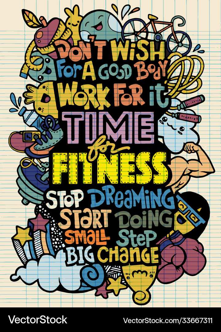 Healthy lifestyle concept hand drawn doodle Vector Image
