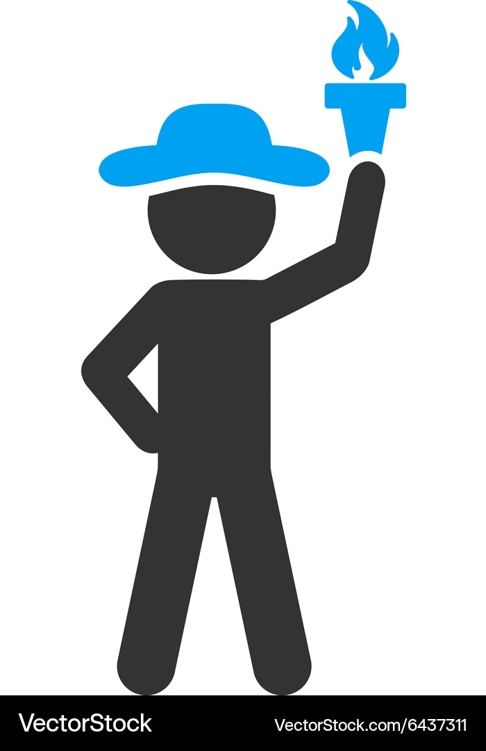 Male with freedom torch icon Royalty Free Vector Image