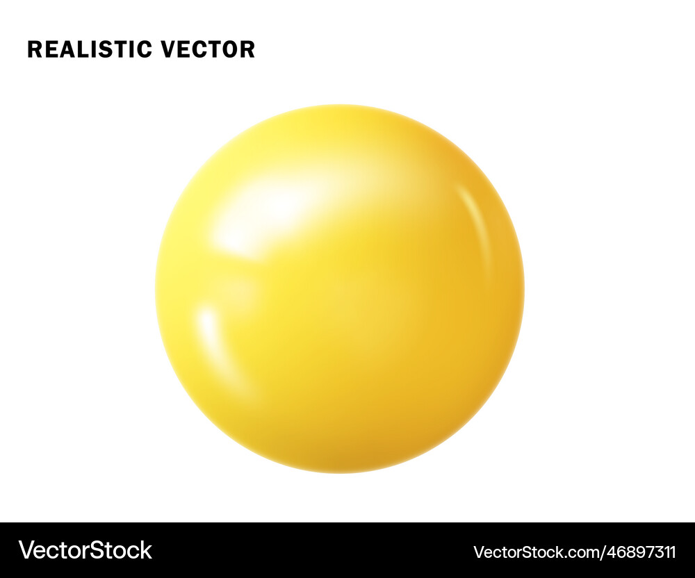 Pastel yellow ball realistic glossy 3d sphere Vector Image