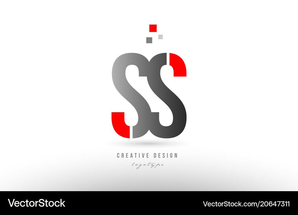 Red grey alphabet letter ss s s logo combination Vector Image