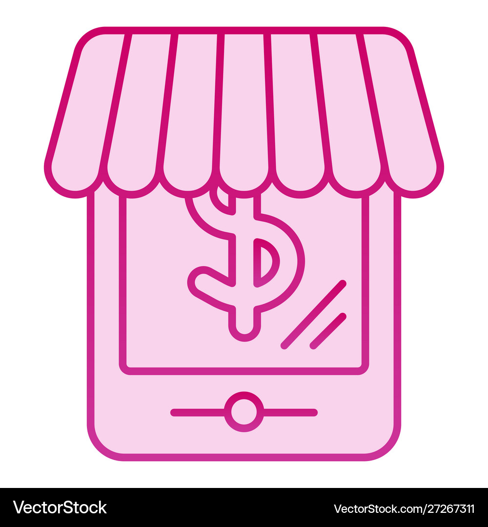 Tablet web shop flat icon online shopping pink Vector Image