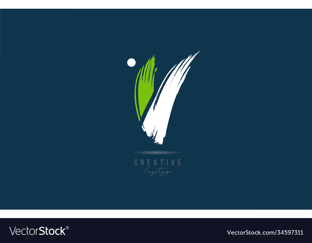 V alphabet letter logo icon in white green blue Vector Image