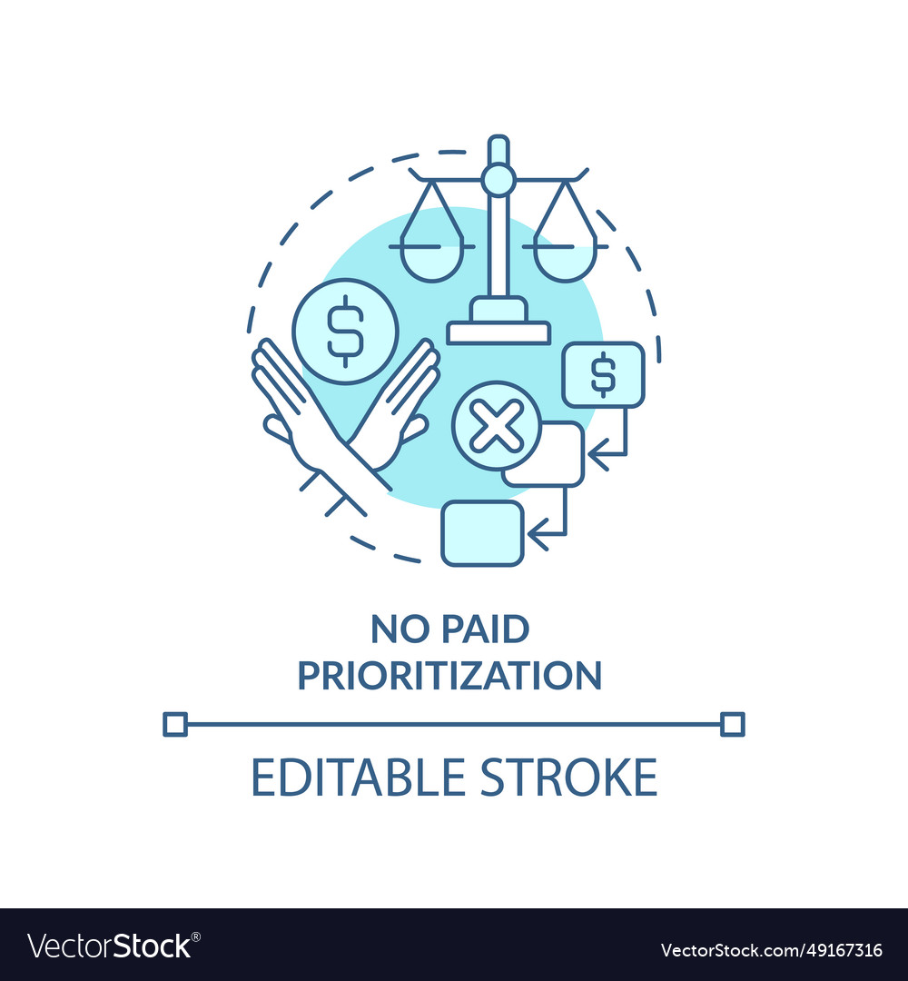 2d Thin Line Blue Icon No Paid Prioritization Vector Image