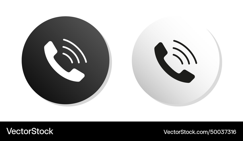 Black and white yes no call buttons Royalty Free Vector