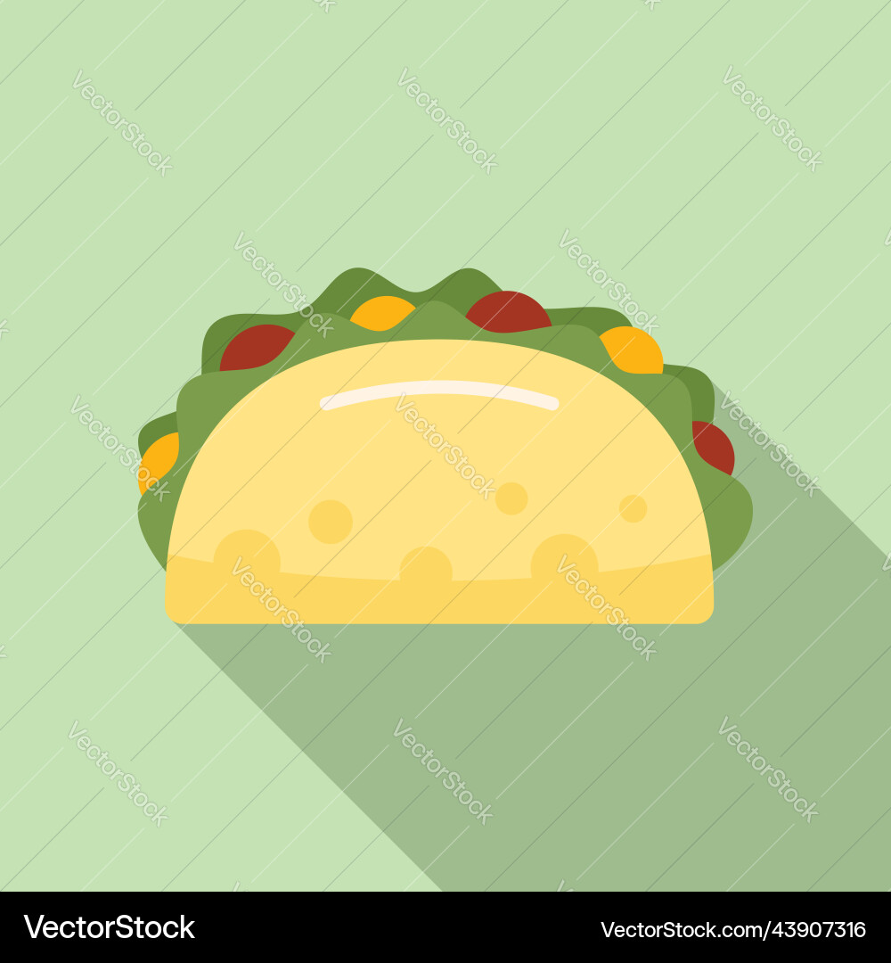 Cooked taco icon flat mexican food Royalty Free Vector Image