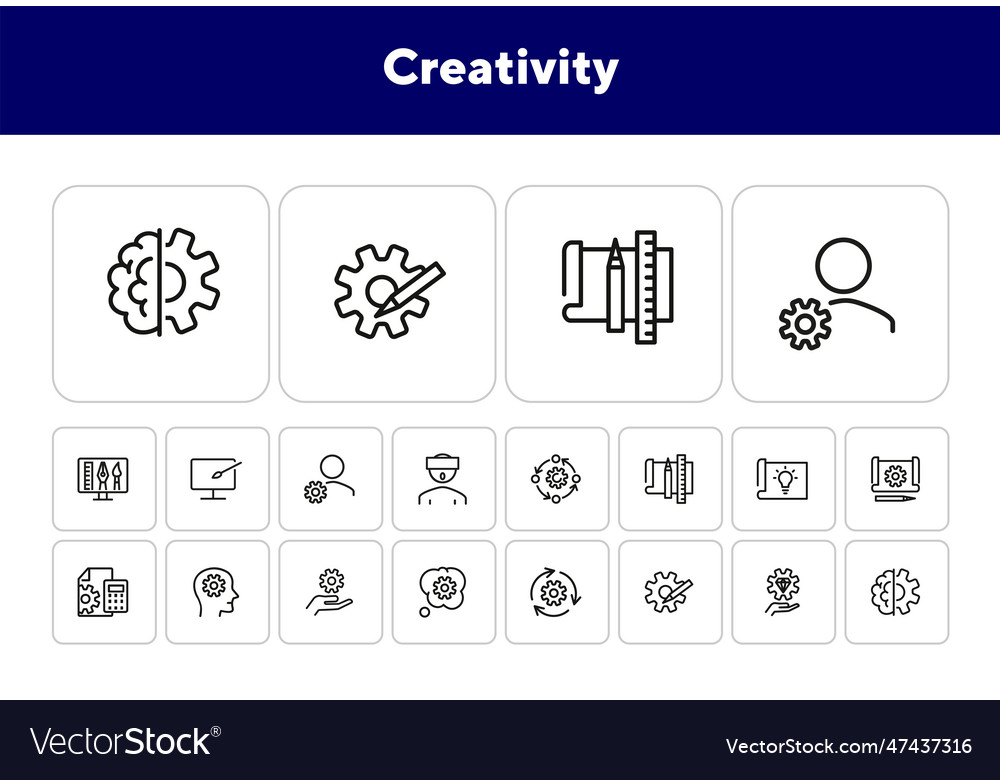 Creativity line icon set Royalty Free Vector Image