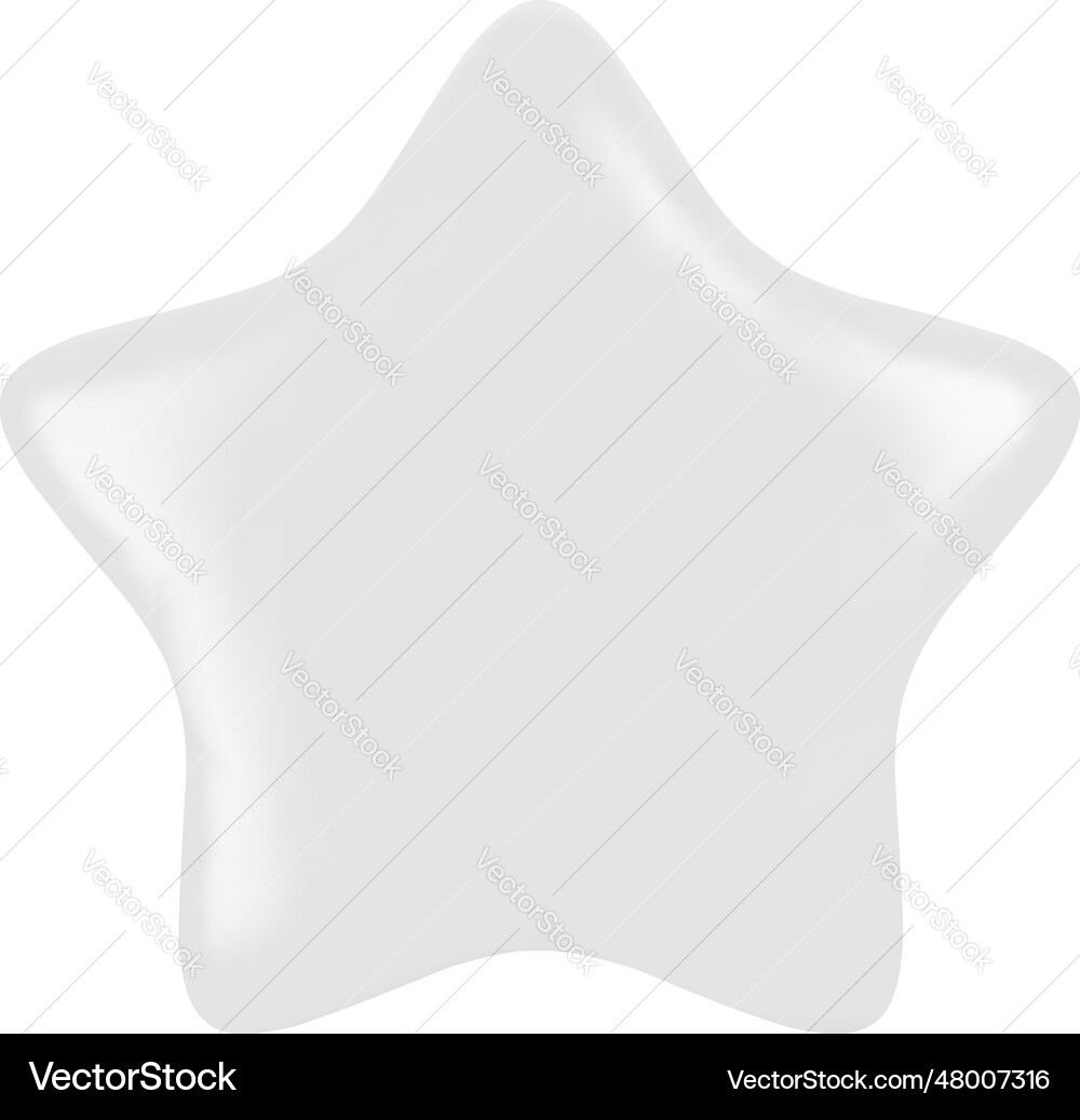 Cute 3d light gray cartoon star isolated on white Vector Image