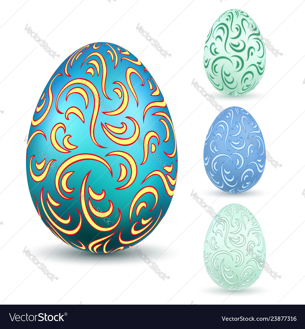 Easter egg 3d icons ornate color eggs set Vector Image
