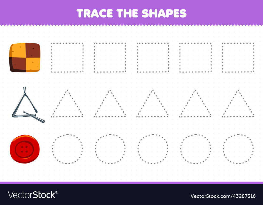 Education game for children trace the shapes Vector Image